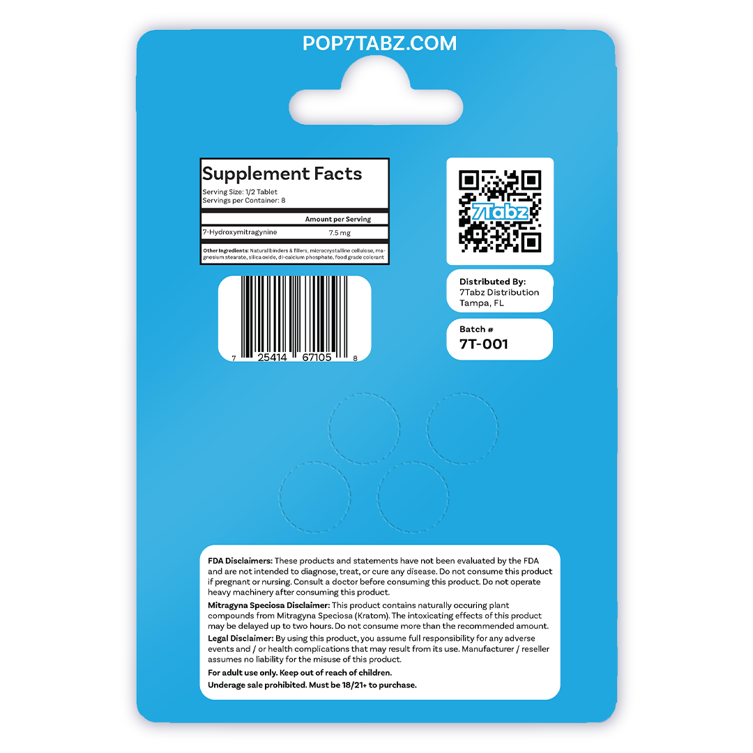 7Tabz 15mg 7-Hydroxy Tablets | 4 Pack | 10 Count Display